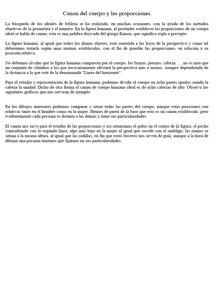 Canon Del Cuerpo Y Las Proporciones Pdf