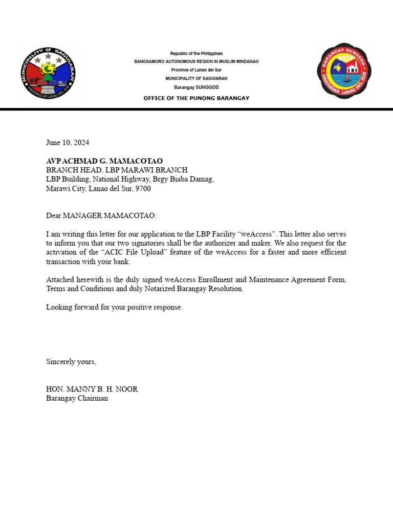 LBP Brgy-Letter-Request | PDF