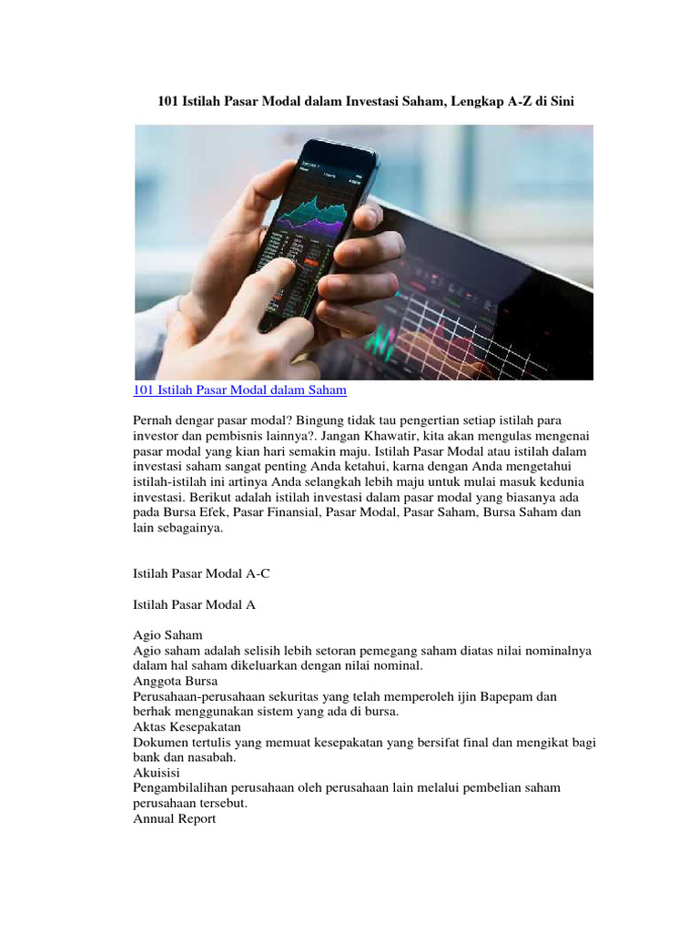 101 Istilah Pasar Modal untuk Investor | PDF | Pengelolaan Keuangan & Uang