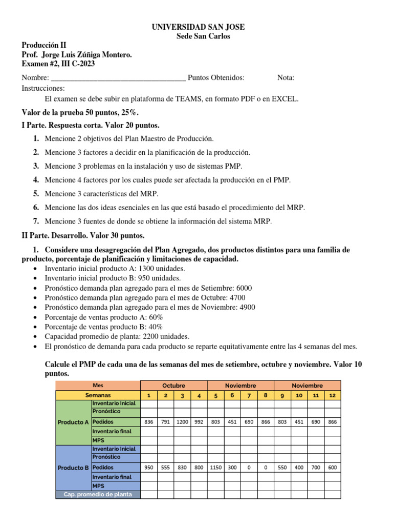 II Examen Producción II - USJ | PDF