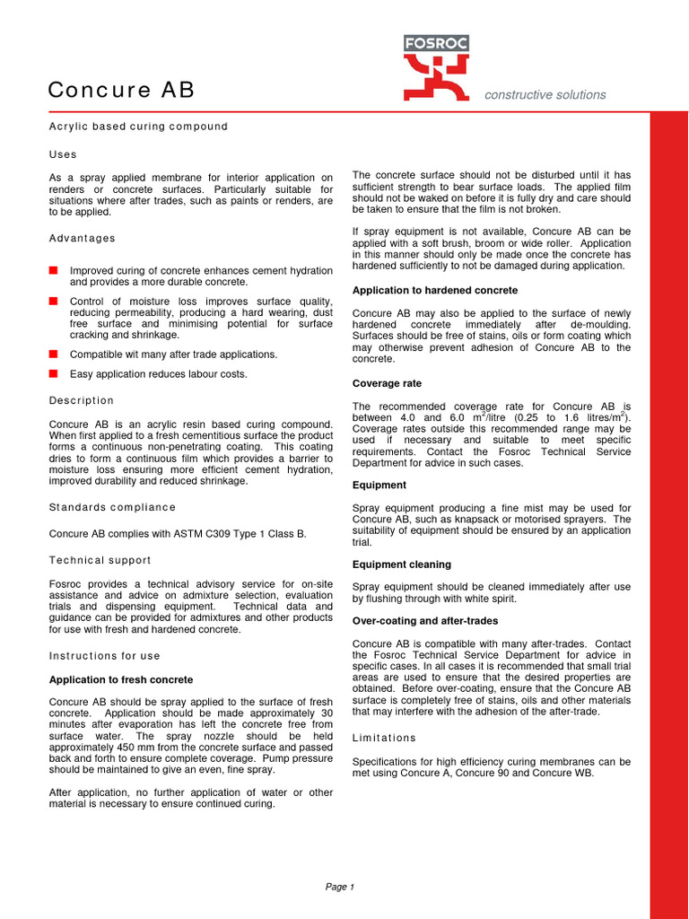 Concure Ab | PDF | Concrete | Acrylic Paint