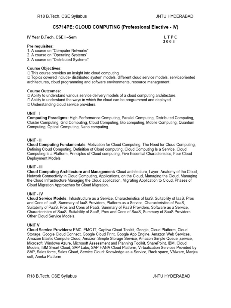 Cloud Computing Syllabus | PDF | Quantum Computing | Computer Cluster