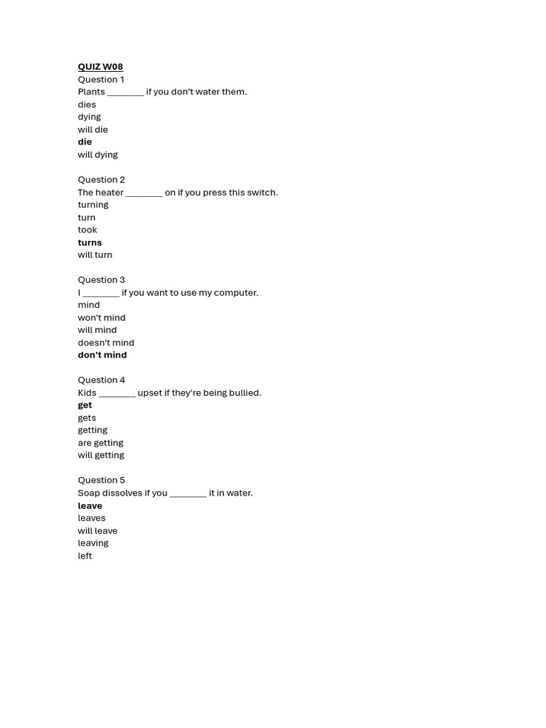 Quiz w08 Ingles 16-20 | PDF