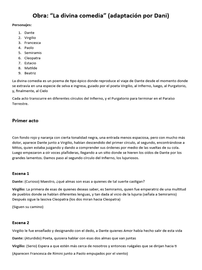 Guion La Divina Comedia | PDF | Divina Comedia | Dante Alighieri