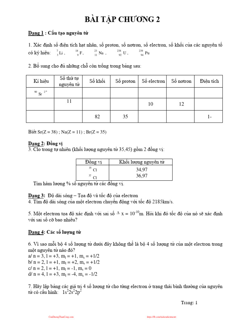 Hoa Dai Cuong Le Thi Xuan Huong Bai Tap Chuong 2 (Cuuduongthancong - Com) | PDF
