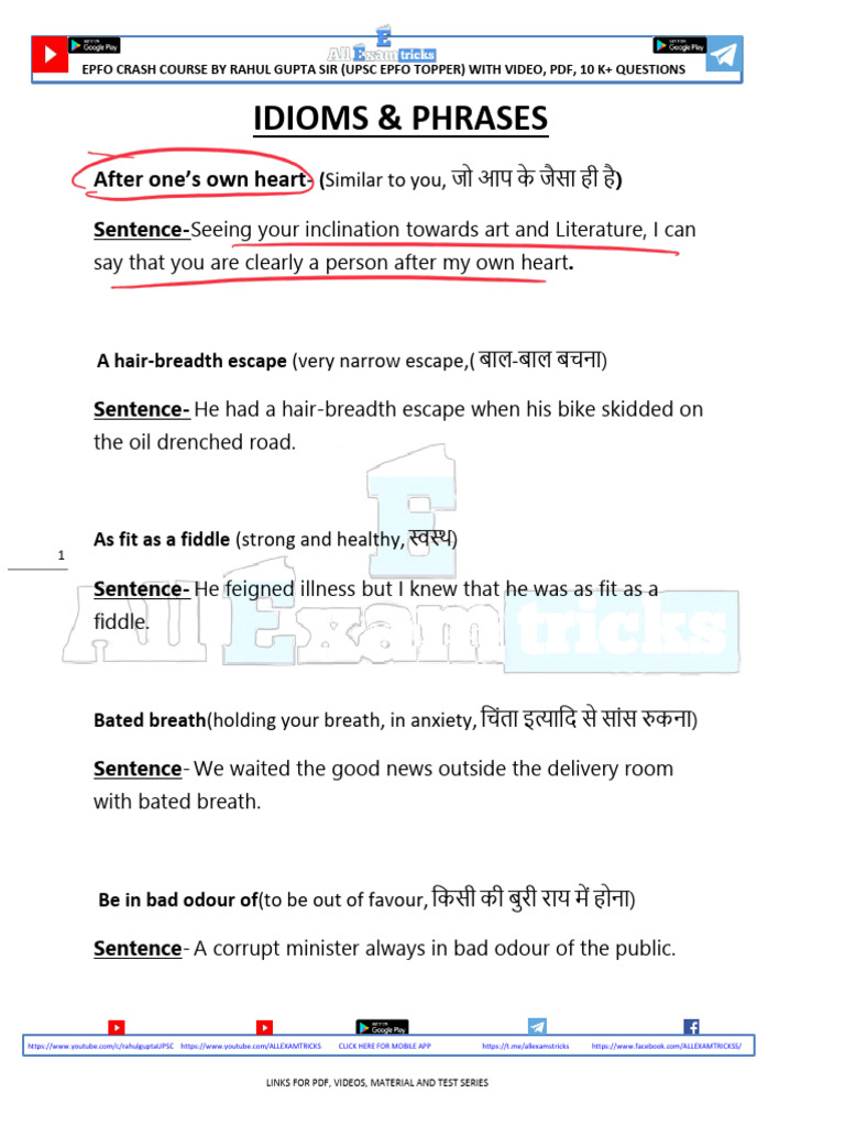 Idioms and Phrases | PDF