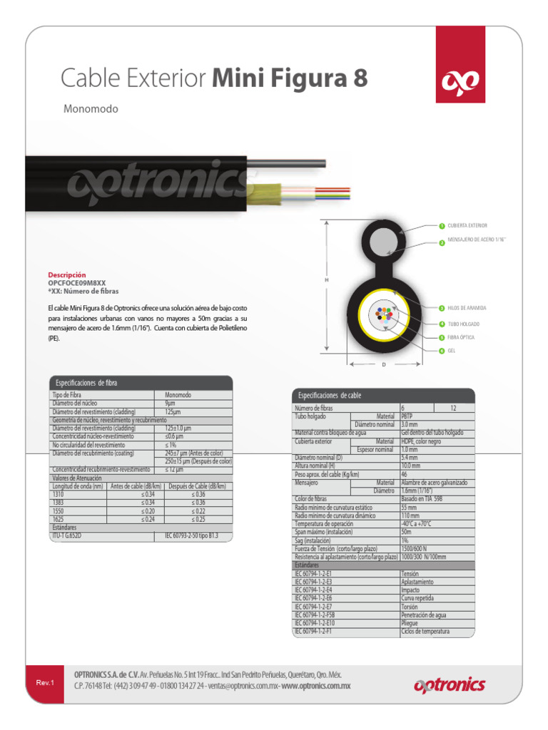 71.cable de Fibra Optica Exterior Mini Fig 8 Monomodo | PDF | Fibra ...