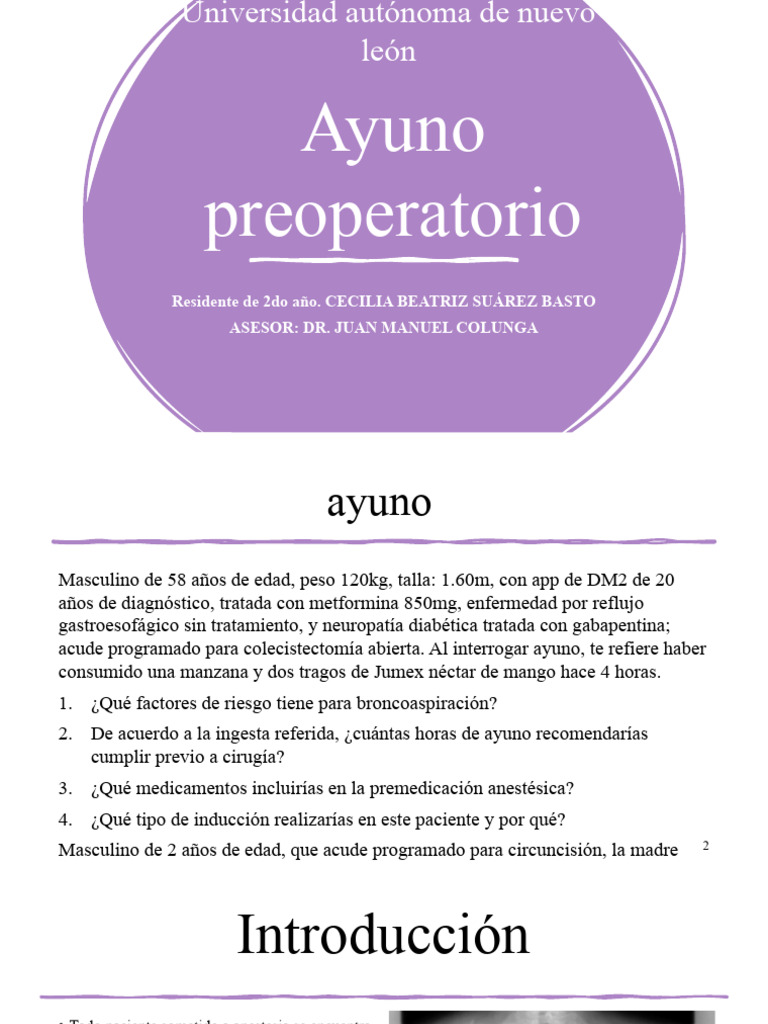 Recomendaciones de Ayuno Preoperatorio | PDF | Anestesia | Medicina CLINICA