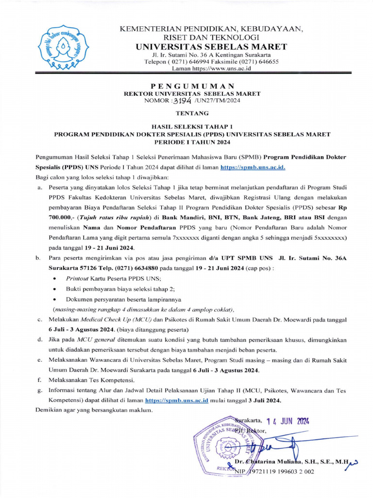 Kons.3194.Pengumuman Rektor Tentang Program Pendidikan Dokter Spesialis ...