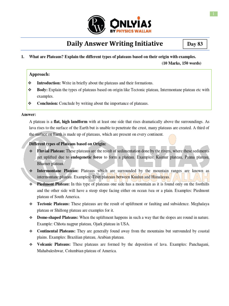 Daily Answer Writing Initiative: Approach | PDF | Plateau | Mountains