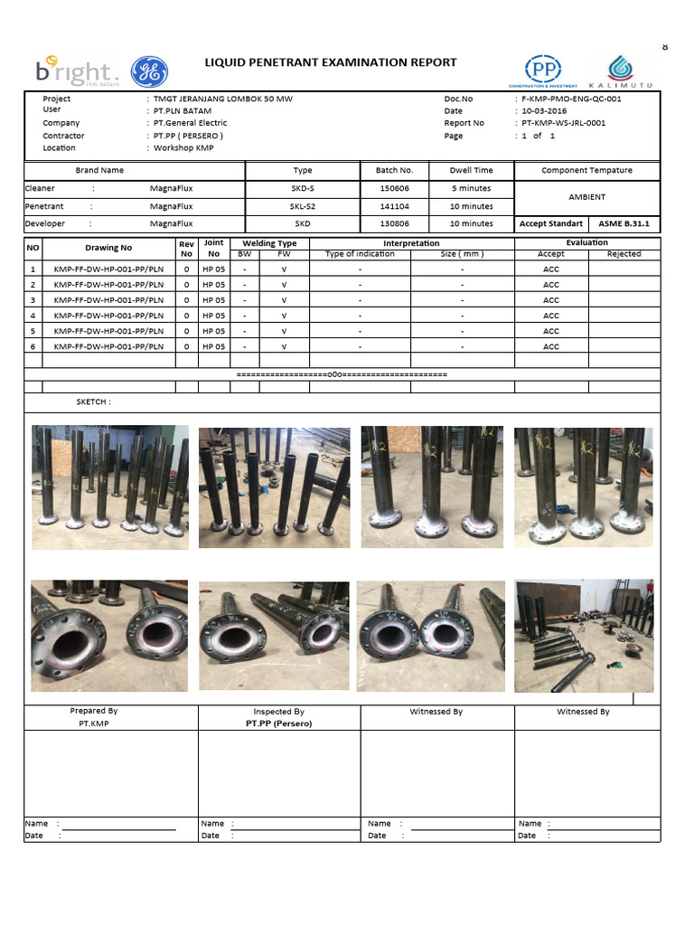 Engineering Inspection Summary | PDF | Pipe (Fluid Conveyance) | Materials