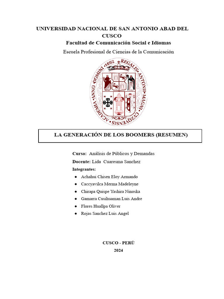 Resumen Grupo Boomers | PDF | Baby Boomers