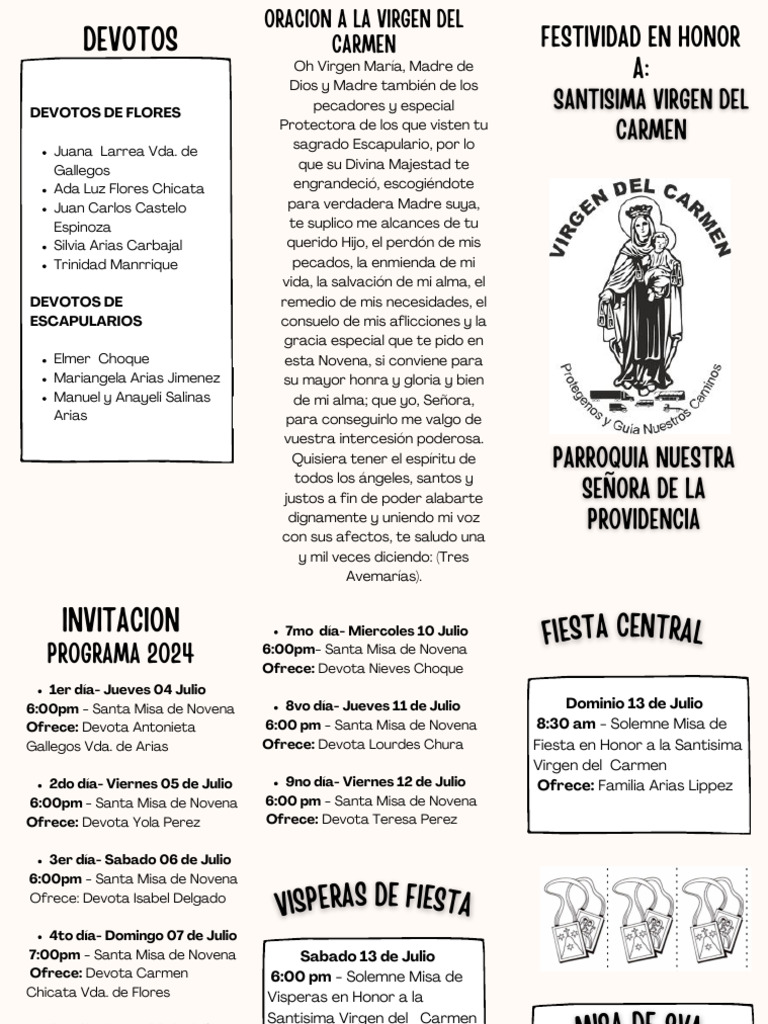 Programa Virgen Del Carmen 2024 | PDF | Misticismo cristiano | Adoración Cristiana Y Liturgia
