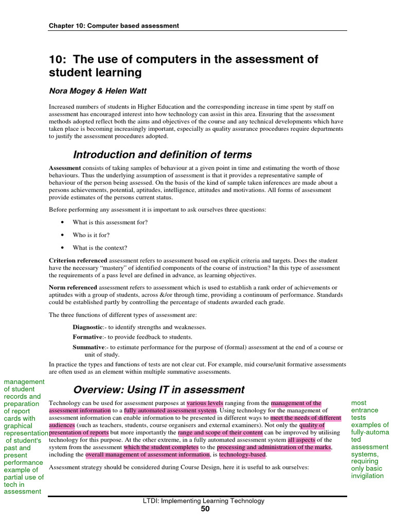 Computers in Assessment | PDF | Educational Assessment | Computing