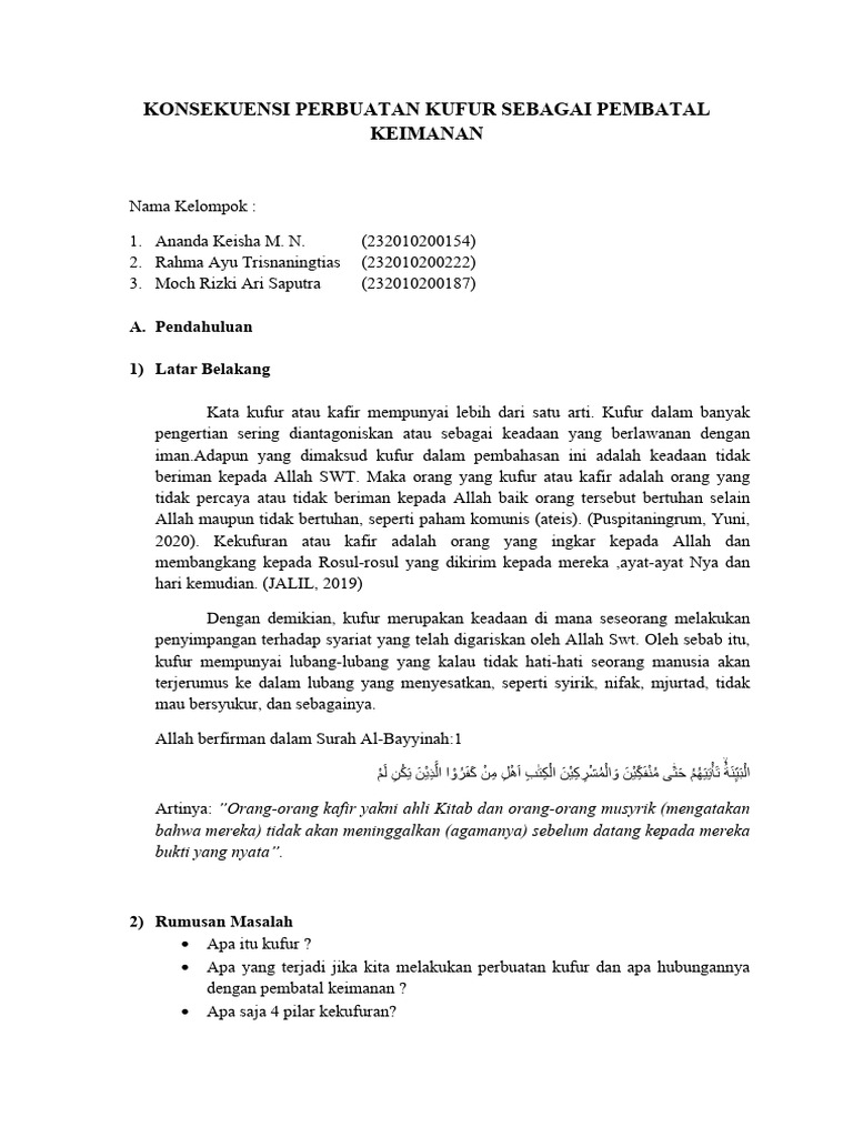 Tugas Kufur Revisi | PDF