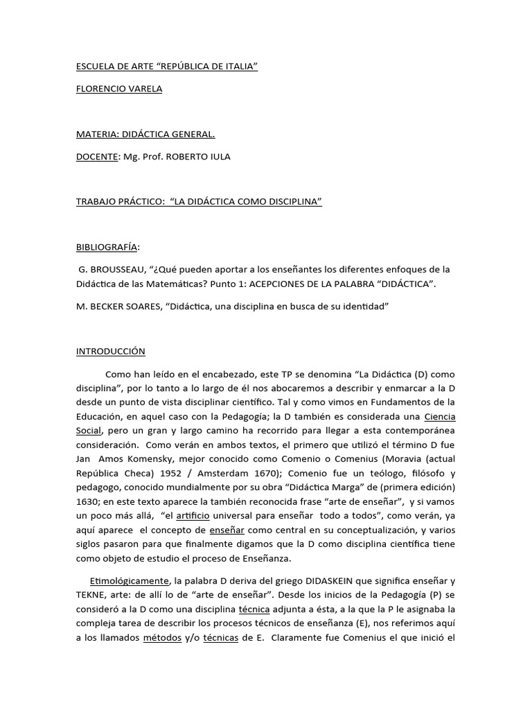 1er TP Didáctica Gral | PDF | Aprendizaje | Cognición