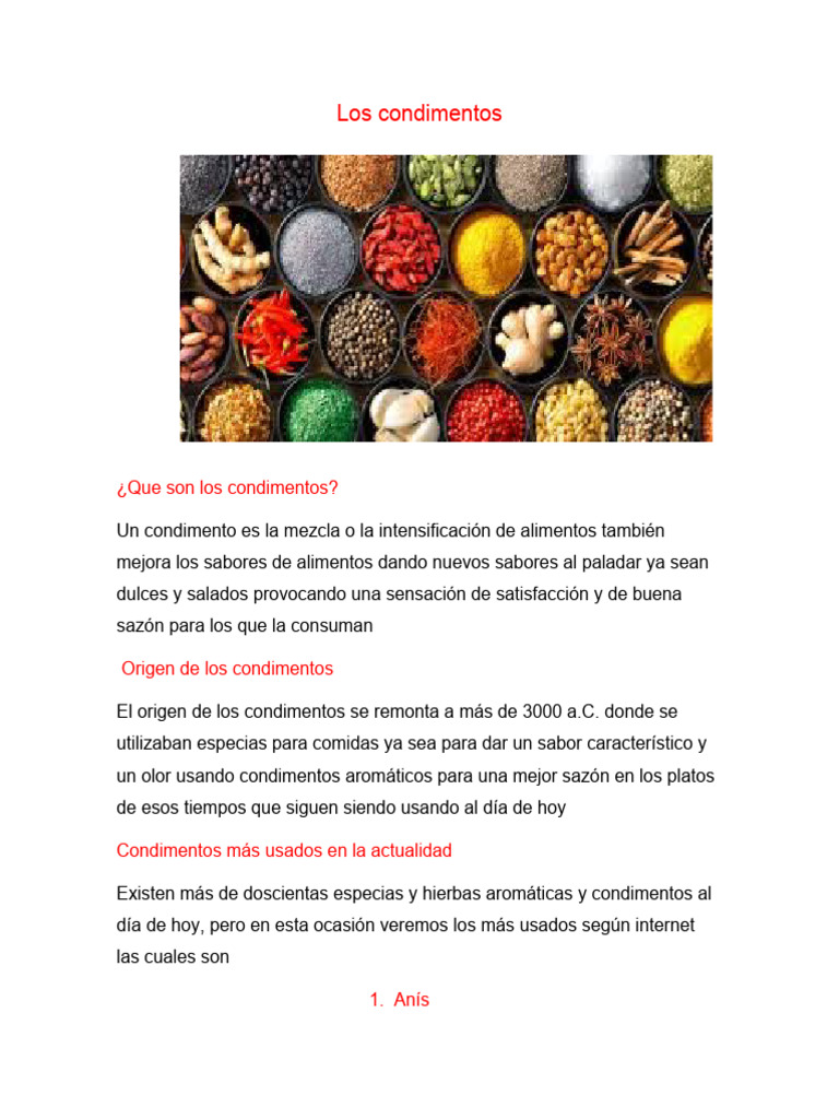 Los Condimentos | PDF | Cilantro | especia