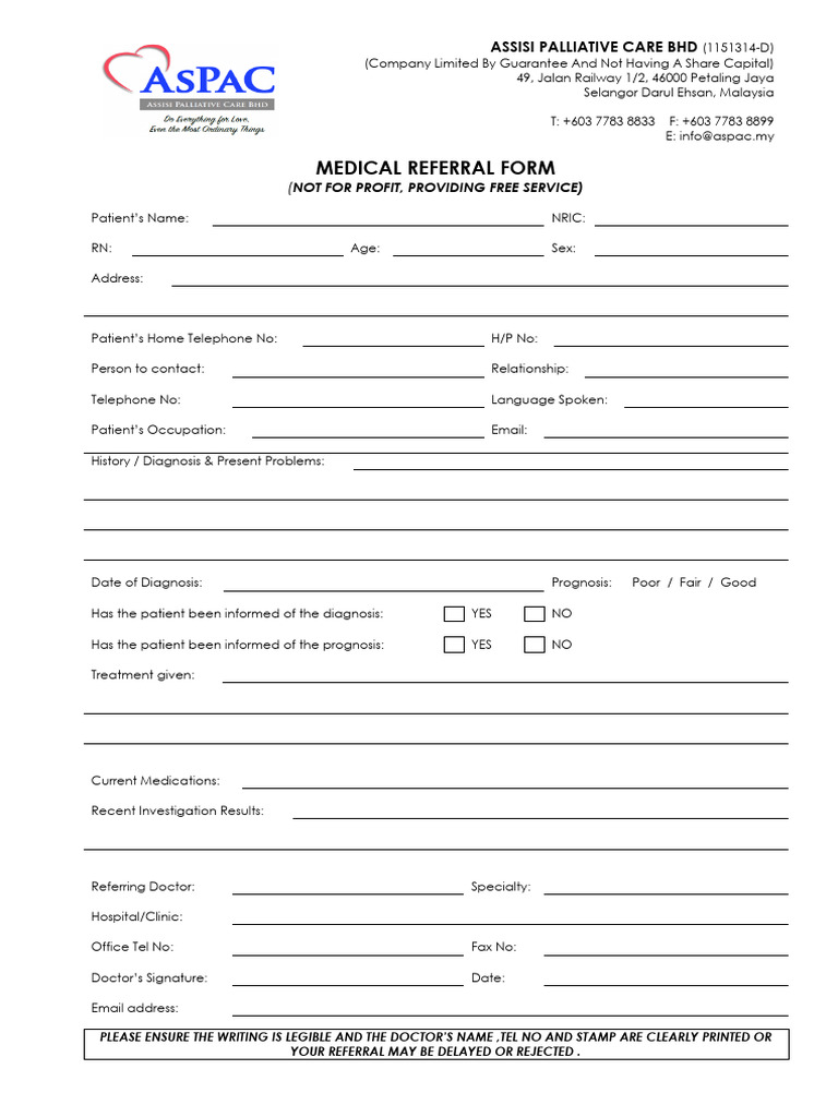 ASPAC Form Palliative Care | PDF