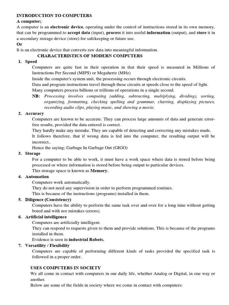 Computer Notes | PDF | Personal Computers | Microcomputers