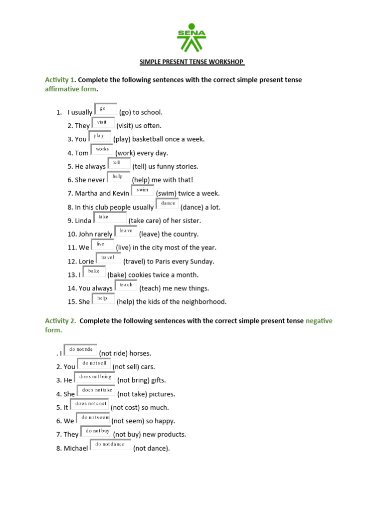 Simple Present Tense Workshop | PDF | Linguistics | Language Families