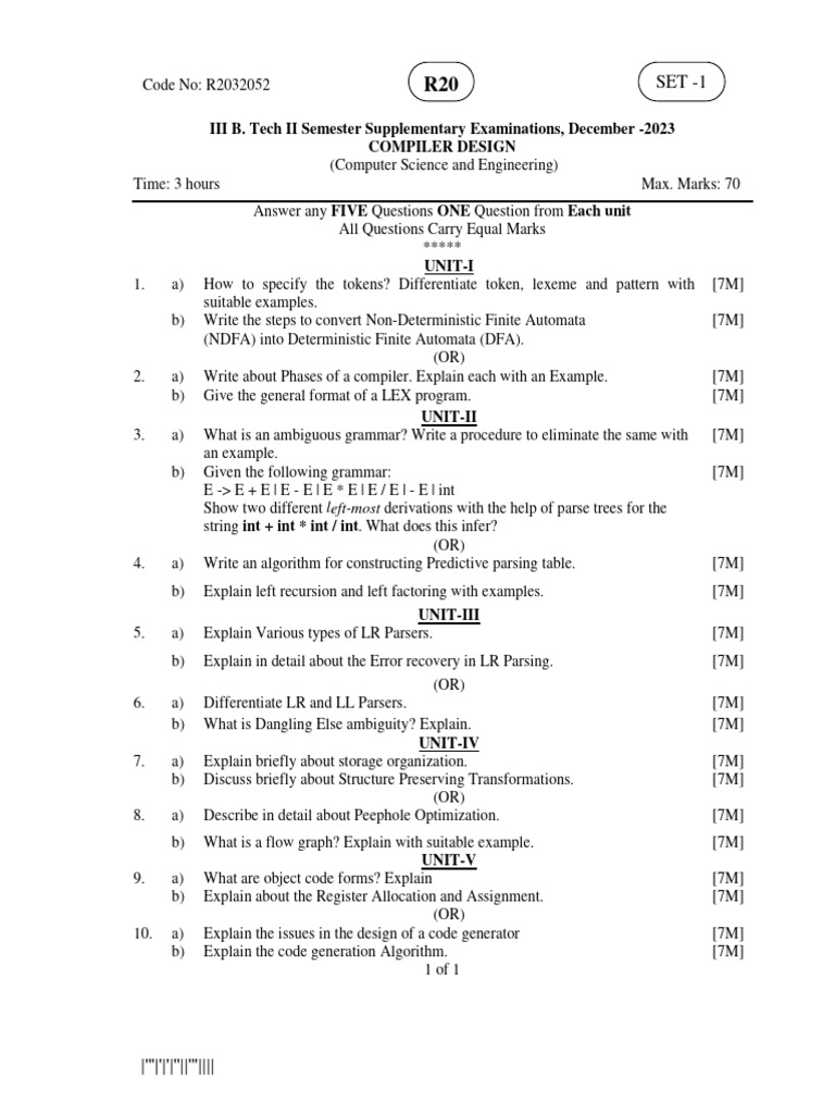 Compiler Design Dec 2023 Pdf Parsing Formalism Deductive 