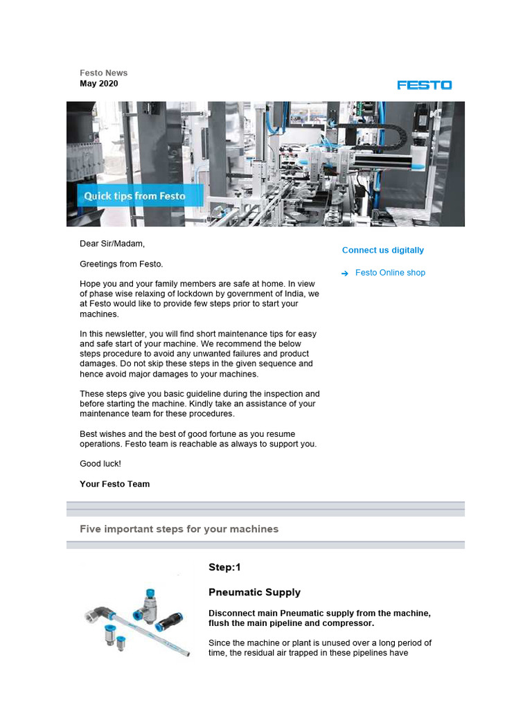 Five Important Steps For Machine Restart | PDF | Valve | Switch