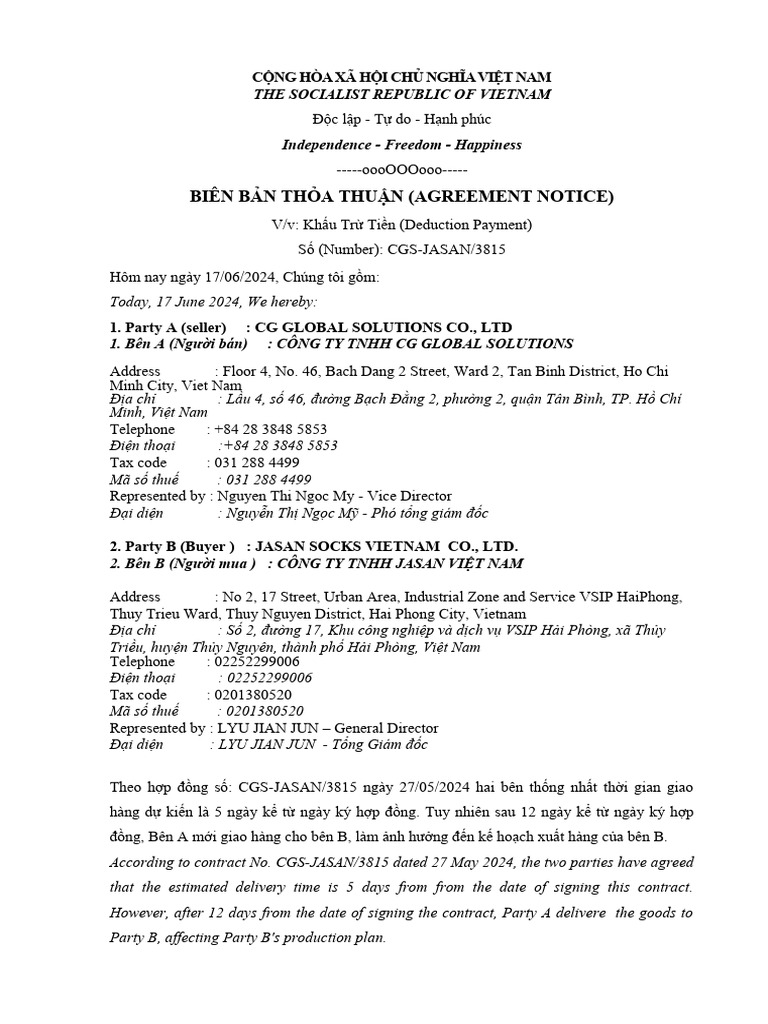 3815-Minutes To Deduct The Sorting Fee - CGS-Jasan | PDF