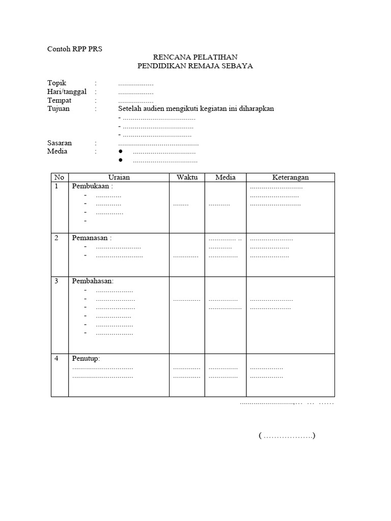 Contoh Format RPP PRS | PDF | Griya & Taman