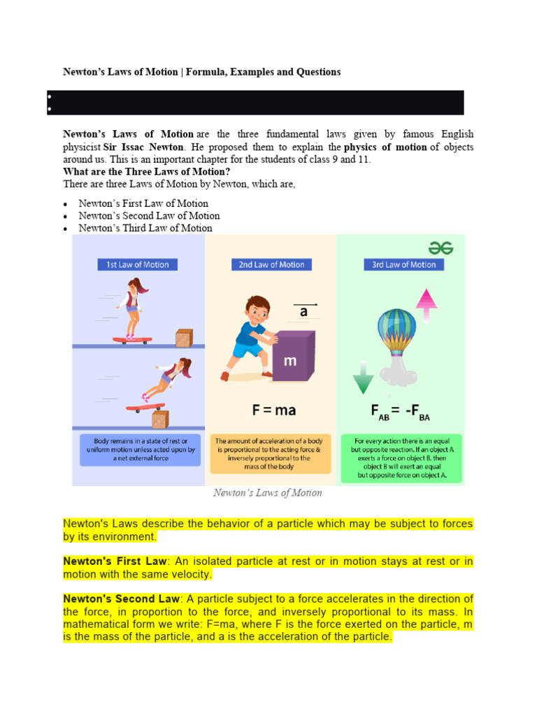 Newton's Laws of Motion | PDF | Force | Newton's Laws Of Motion
