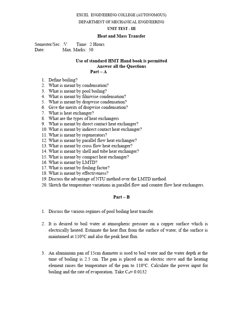 515MET02 HMT Unit 3 Final | PDF | Heat Exchanger | Heat Transfer