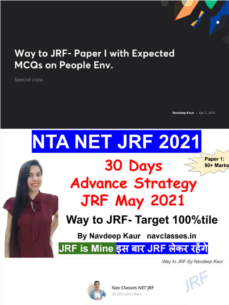 Way To JRF Paper I With Expected MCQs On People Env No Anno | PDF