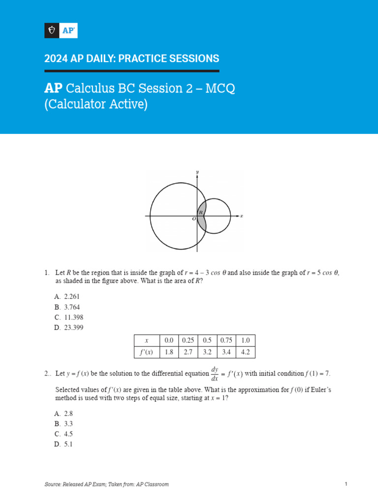 AP_CalculusBC_Session2_Worksheet | PDF | Derivative | Mathematical Objects