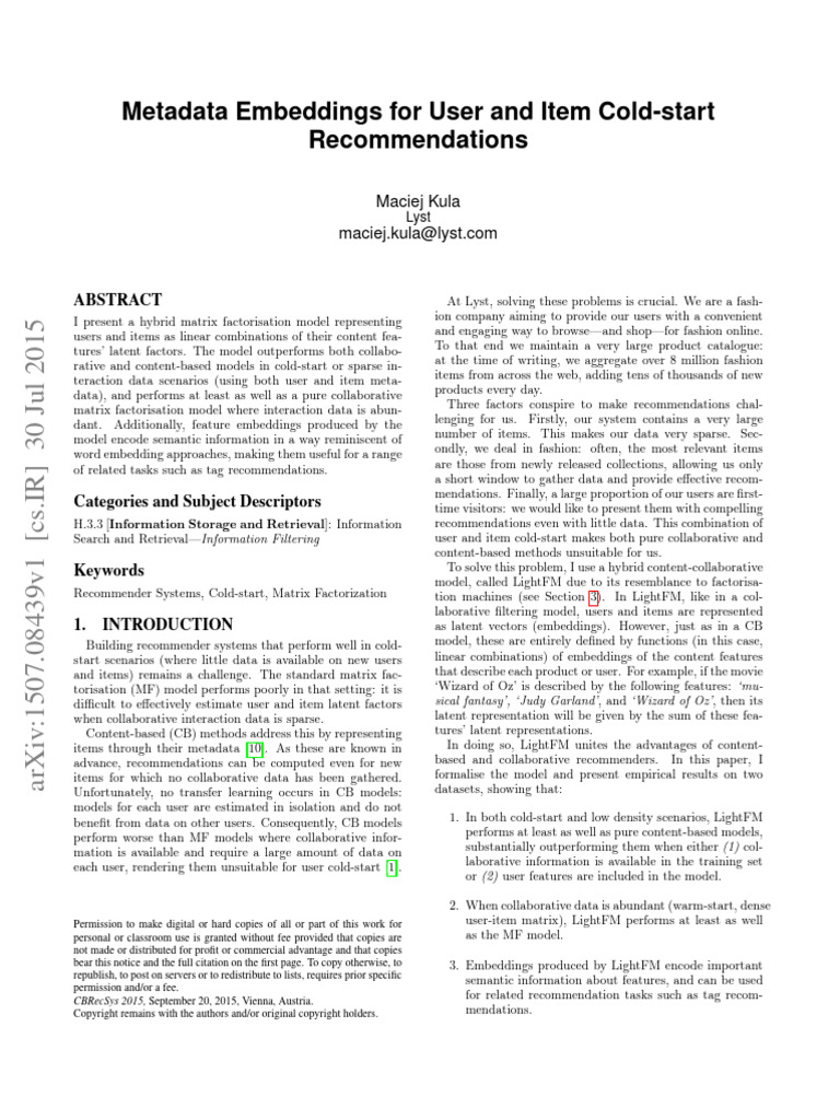 Lightfm_whitepaper | PDF | Tag (Metadata) | Applied Mathematics