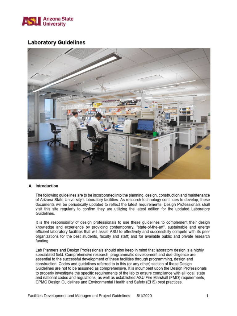 Laboratory Guidelines | PDF | Laboratories | Arizona State University Laboratory Guidelines | PDF | Laboratories | Arizona State University