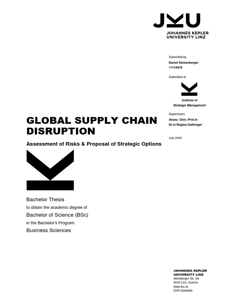 GLOBAL SUPPLY CHAIN DISRUPTION - Assessment of Risks & Proposal of ... GLOBAL SUPPLY CHAIN DISRUPTION - Assessment of Risks & Proposal of ...