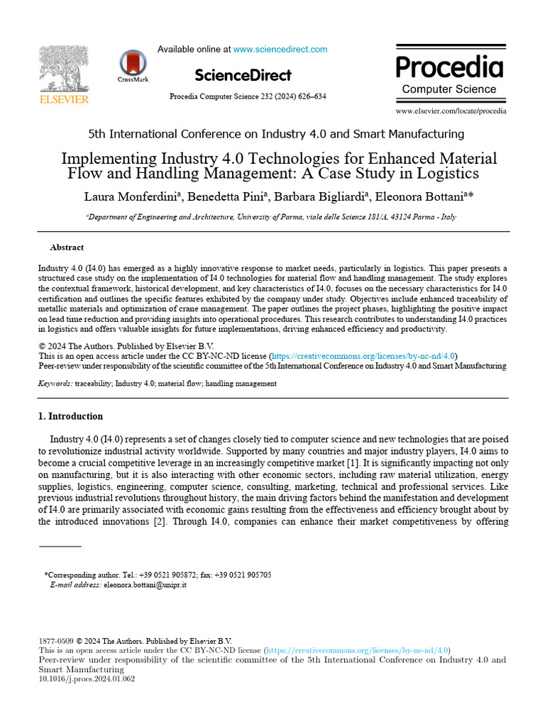 Implementing Industry 4.0 Technologies For Enhanced Material Flow and ...
