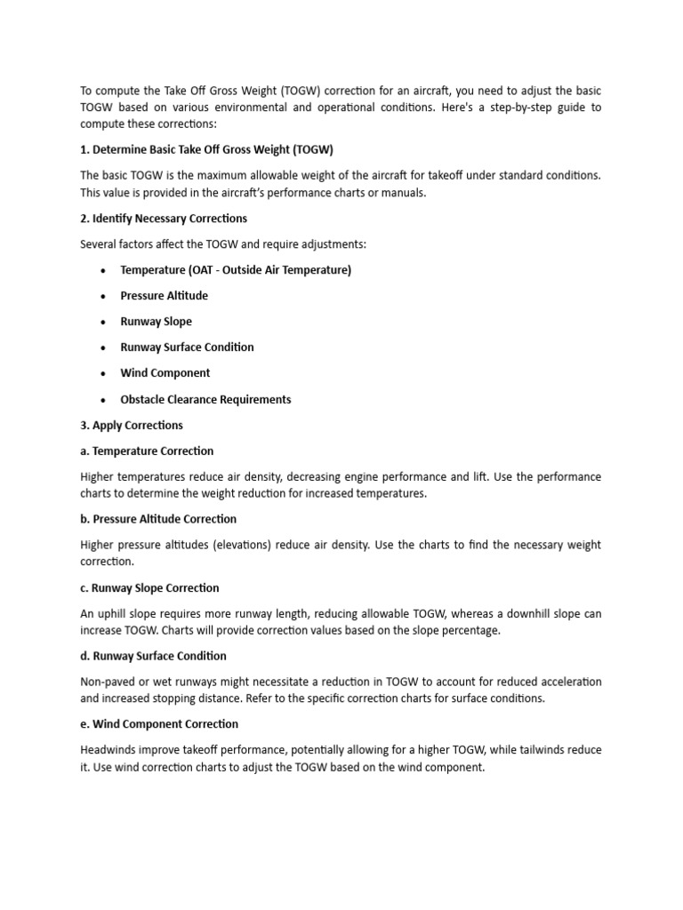 Calculating Take Off Gross Weight Correction | PDF | Runway | Takeoff