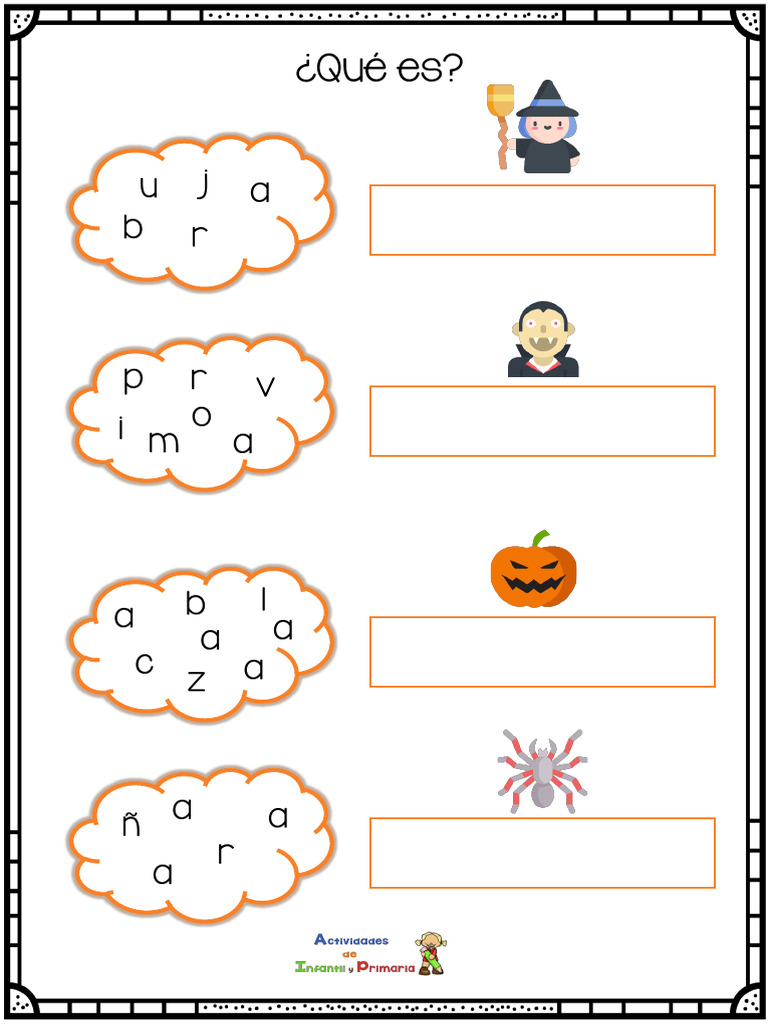 Lectoescritura Ordenar Letras Vocabulario Halloween | PDF
