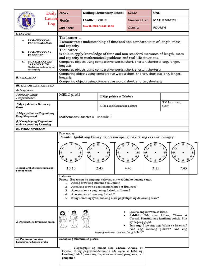 Math DLL Q4 2022 2023 5th Week 1 2 | PDF