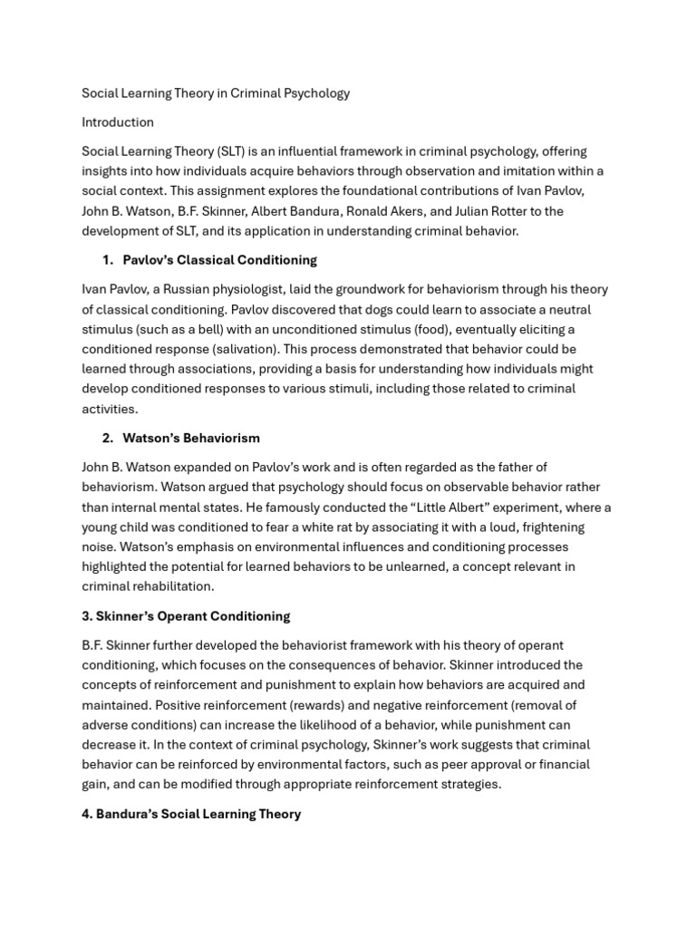 Social Learning Theory | PDF | Behaviorism | Classical Conditioning