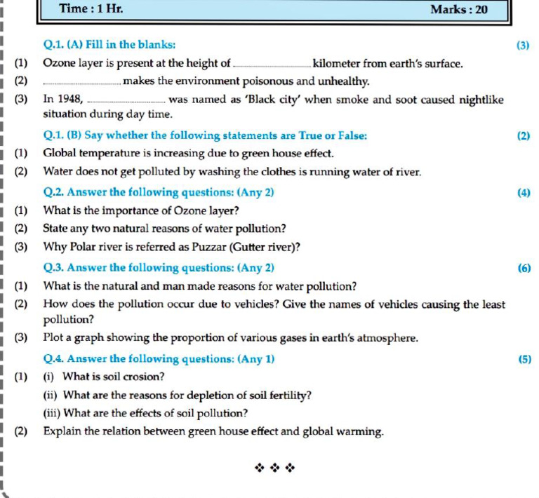 8th Pollution Chapter Test 20 Marks | PDF
