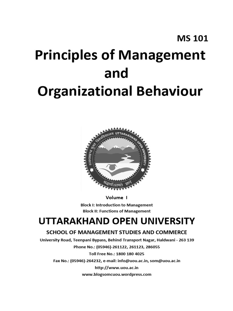 Principles of Management and OB - MS-101 | PDF | Attitude (Psychology ...