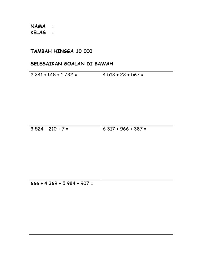 Tambah Tiga Nombor Tahun 3 | PDF