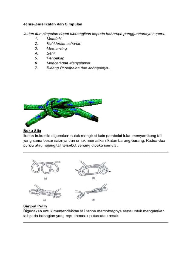 Jenis Ikatan Dan Simpulan | PDF