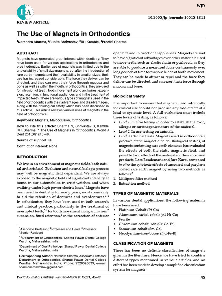 Wjoud 2015 06 045 | PDF | Orthodontics | Magnet