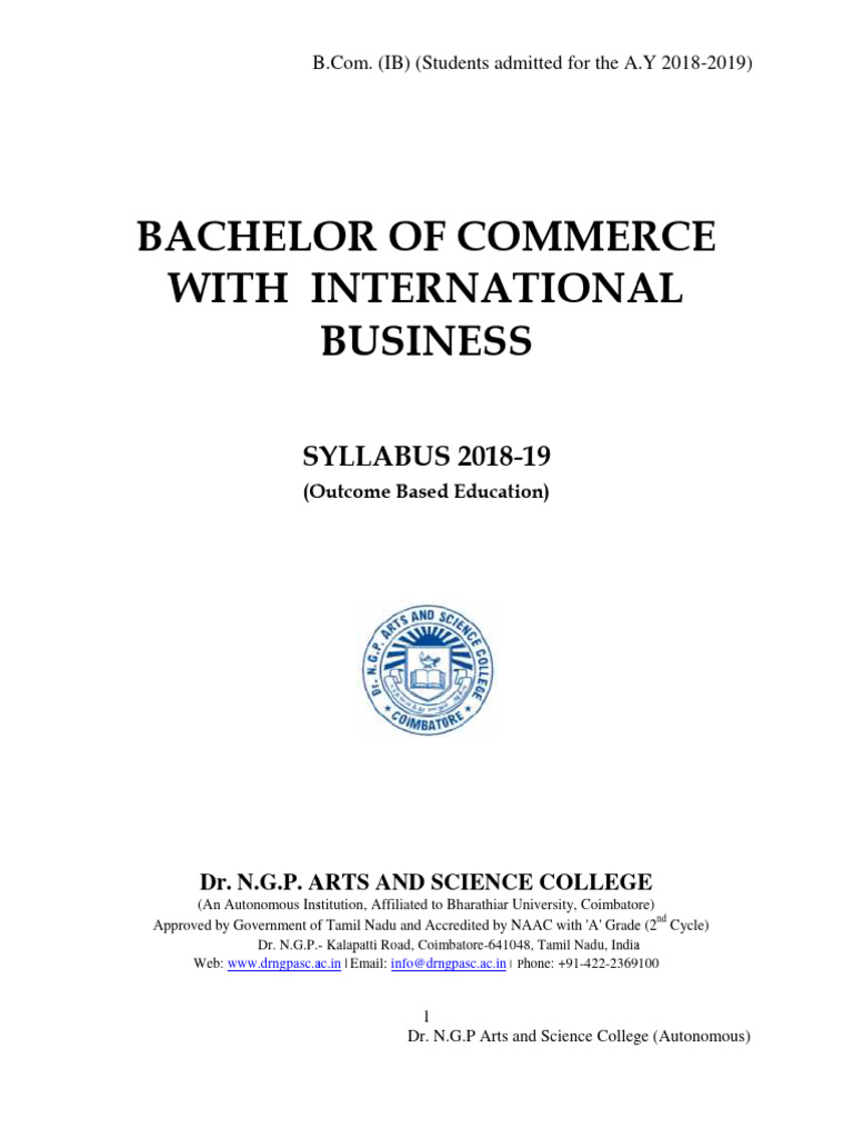 Bachelor of Commerce With International Business Bachelor of Commerce With International ...