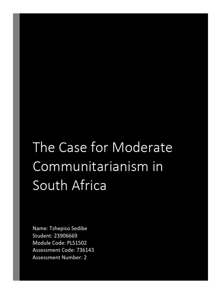 Communitarianism Assessment 2 | PDF | Dignity | Morality