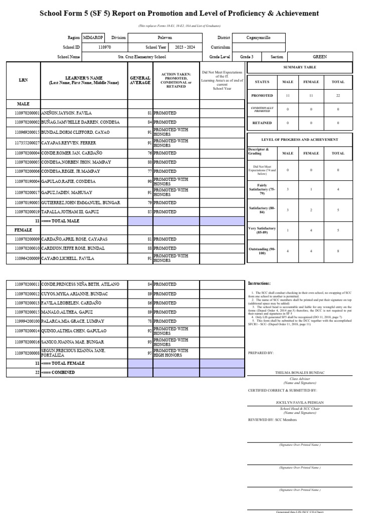 Sf5 - 2023 - Grade 3 - Green | PDF
