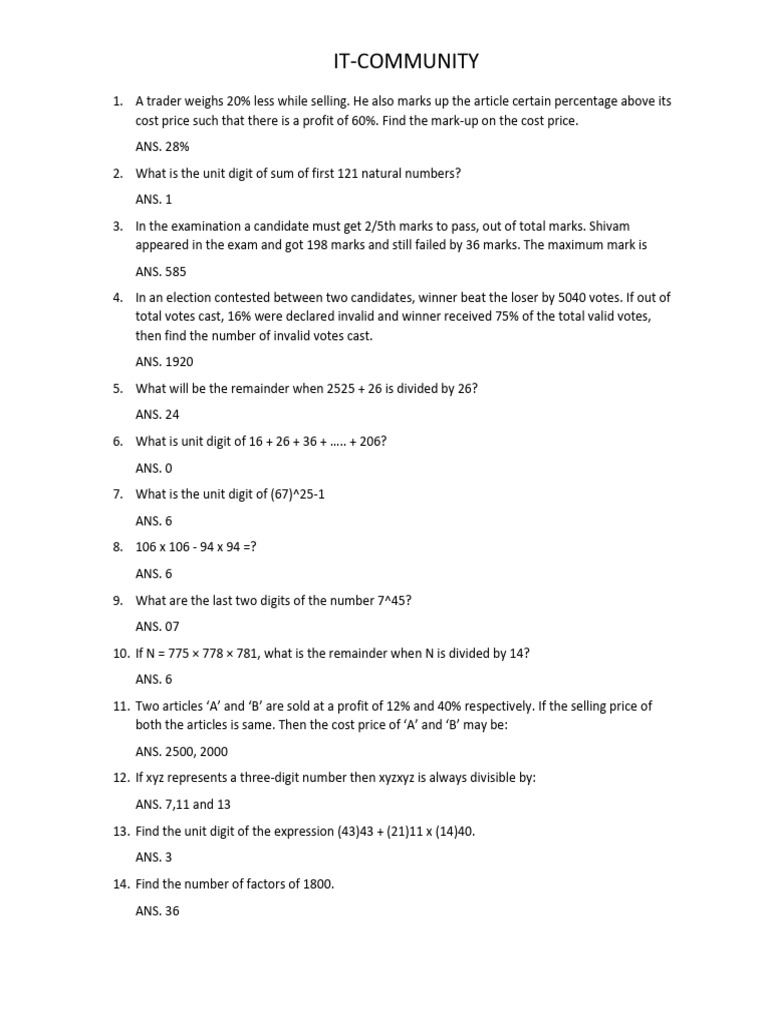 Aptitude Mst-1 Answers | PDF | Prices | Numbers