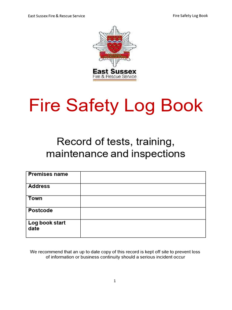 Fire Safety Log Book | Download Free PDF | Fire Safety | Firefighting
